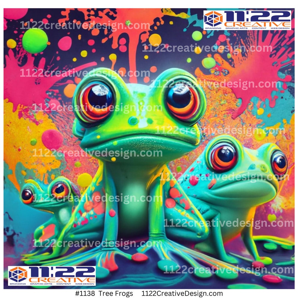 12x12 Tree Frogs Adhesive Patterned Vinyl Sheet | 11:22 Creative Design